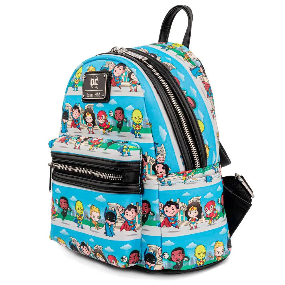 Loungefly! Leather: Heroes - DC Superheroes Chibi Lineup Mini Backpack ...