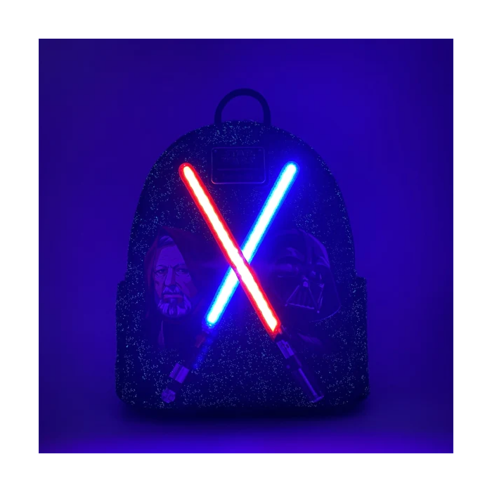 Loungefly! Leather: Star Wars Light Up Light Sabers Darth Vader Obi Wa ...