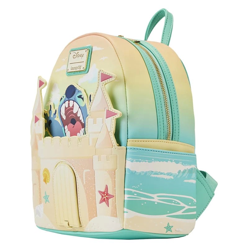 Loungefly! Leather: Disney Stitch Sandcastle Beach Surprise Mini Backp ...