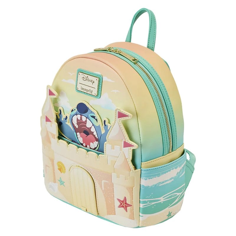 Loungefly! Leather: Disney Stitch Sandcastle Beach Surprise Mini Backp ...